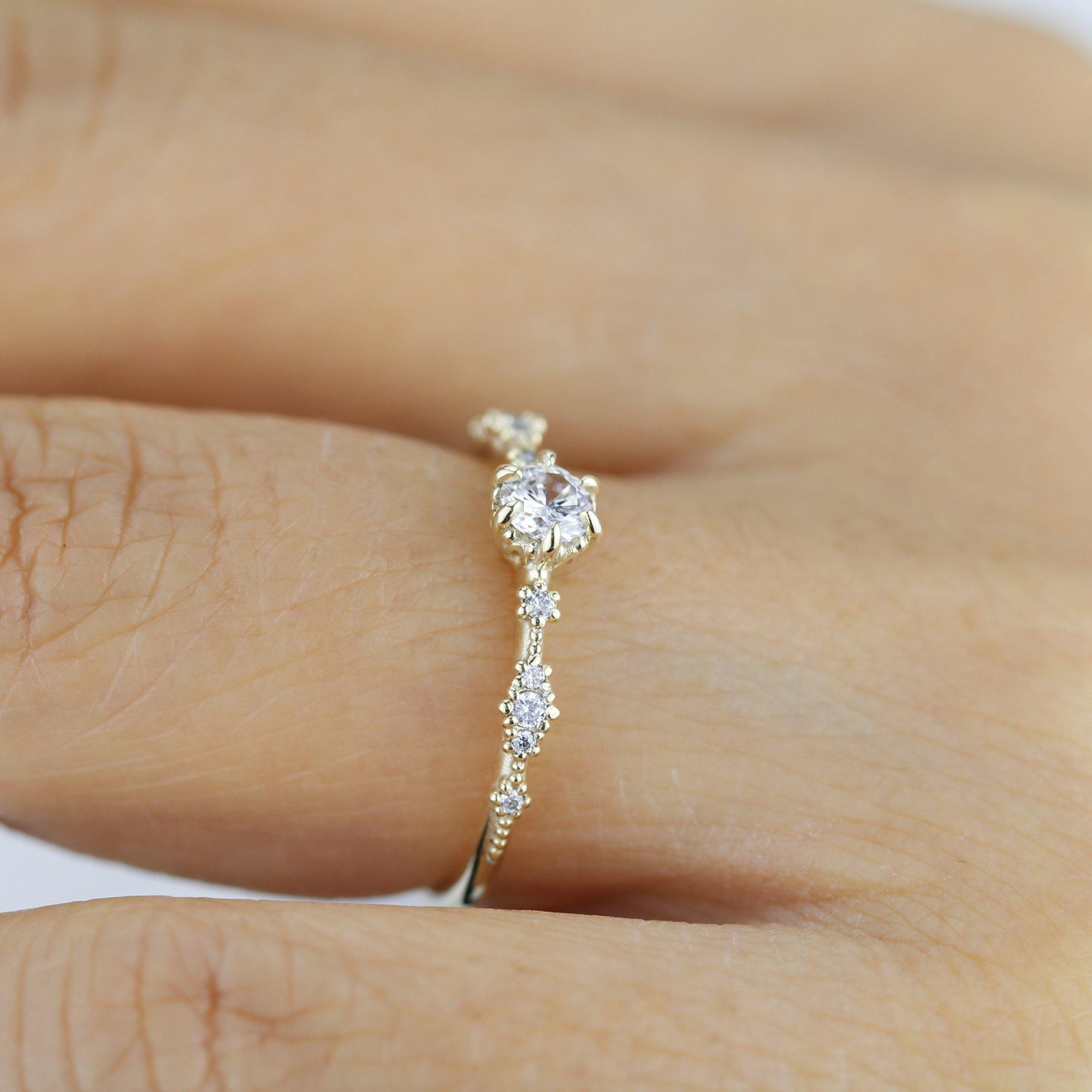 Simple diamond engagement ring, Lace diamond engagement ring | R323WD ...