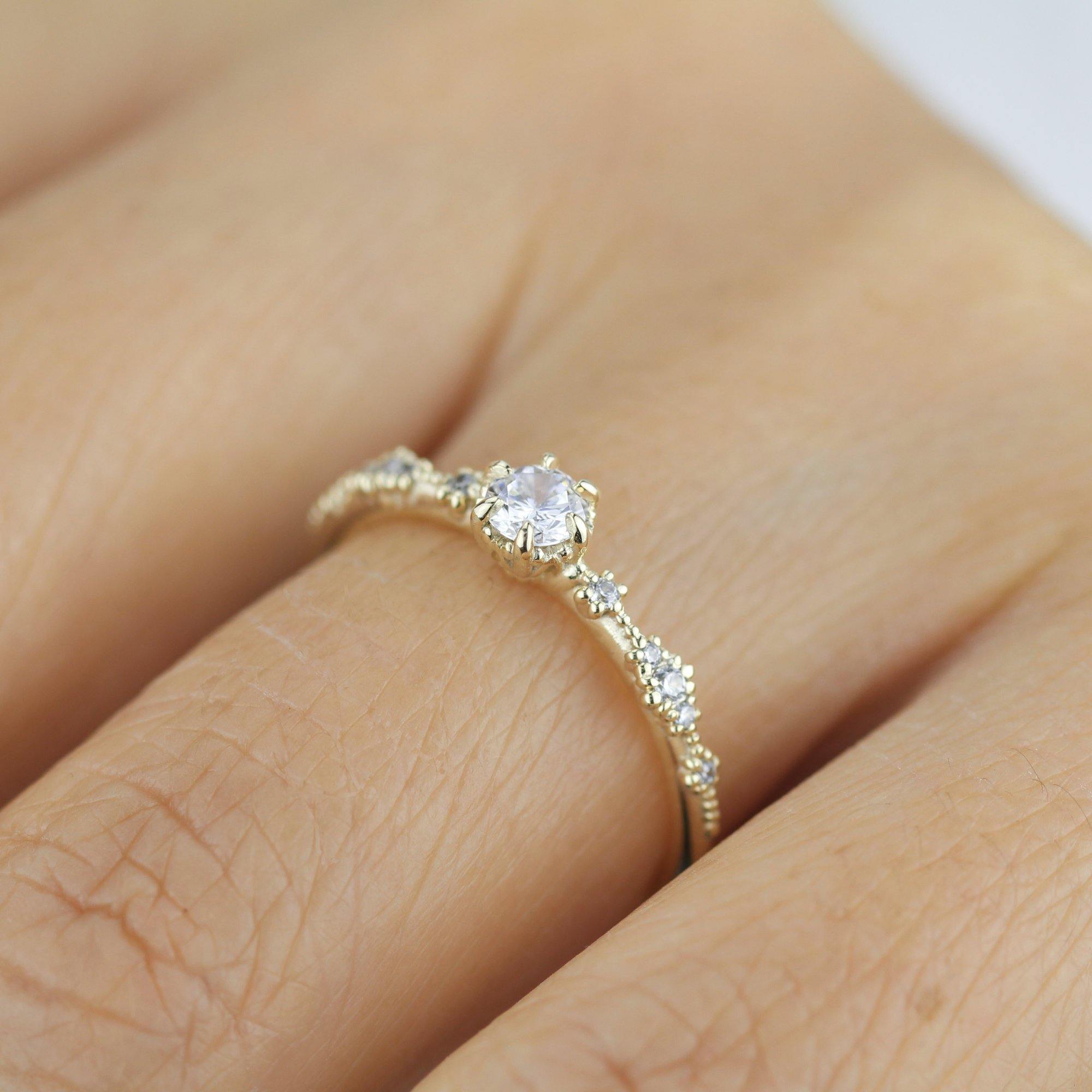 Simple diamond engagement ring, Lace diamond engagement ring | R323WD ...